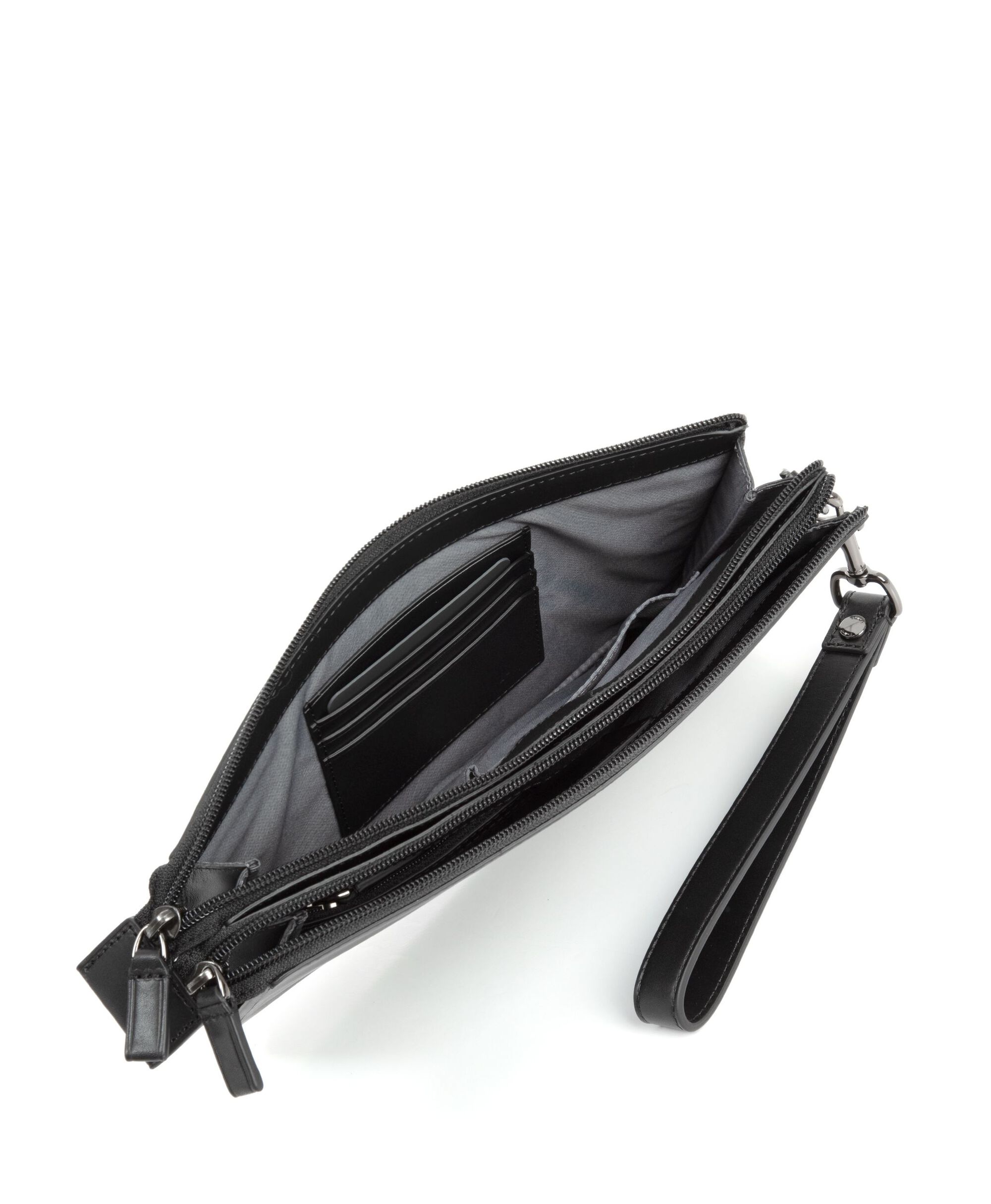 Double Zip Clutch BLACK SMOOTH Original | TUMI Indonesia